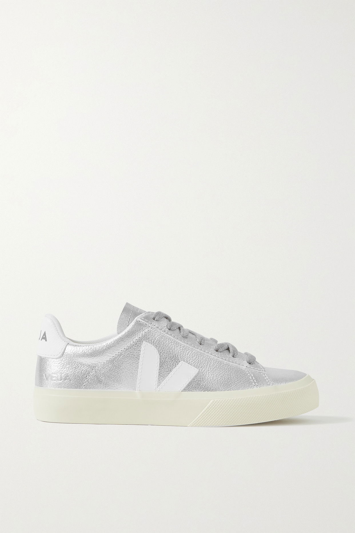 VEJA Metallic Leather Sneakers in Silver | endource