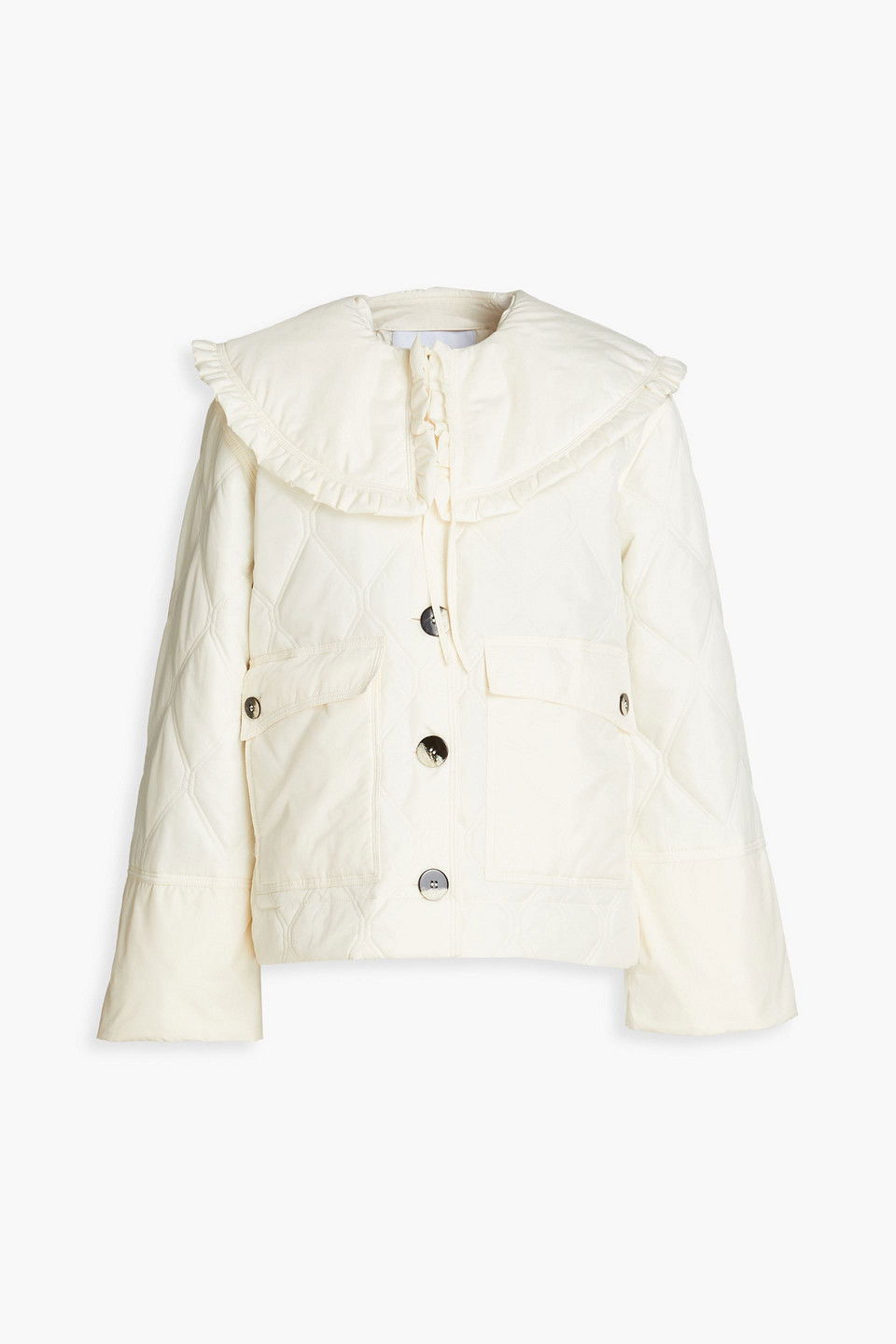 GANNI Ruffled Quilted Shell Jacket | endource