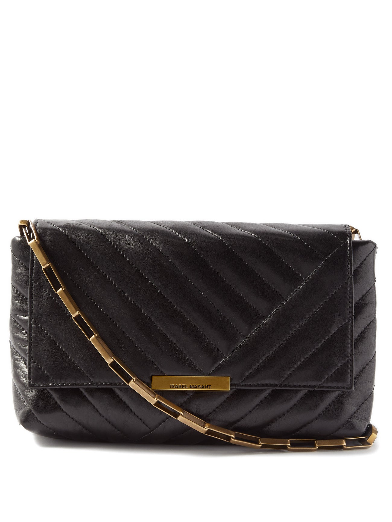 ISABEL MARANT Merine Quilted-Leather Shoulder Bag in Black | endource
