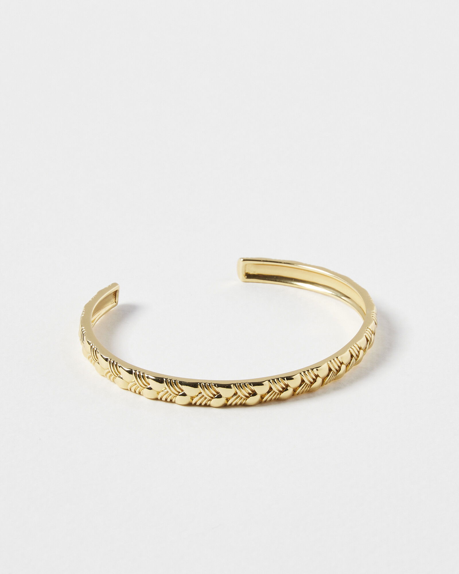OLIVER BONAS Violet Engraved Texture Gold Plated Bangle in Gold | endource