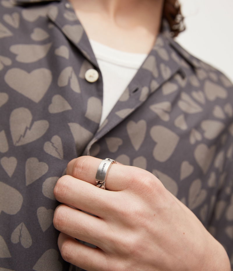 ALLSAINTS Chain ID Ring in Warm Silver | endource