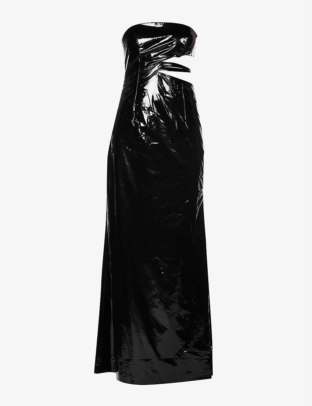 ROTATE BIRGER CHRISTENSEN Malena Cut-Out Vinyl Maxi Dress in BLACK ...