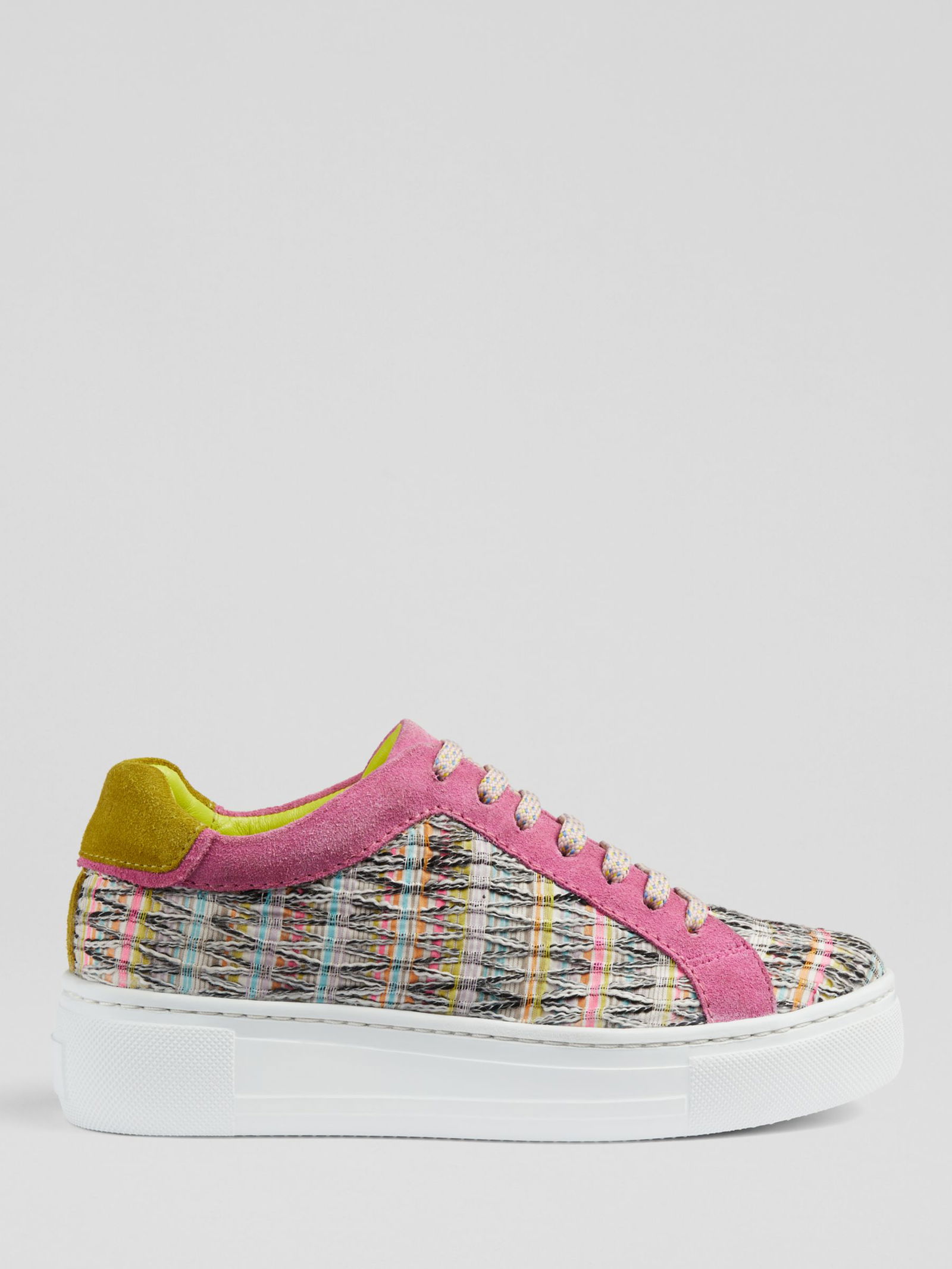 L.K. BENNETT Lift Tweed Flatform Trainers in Multi | Endource