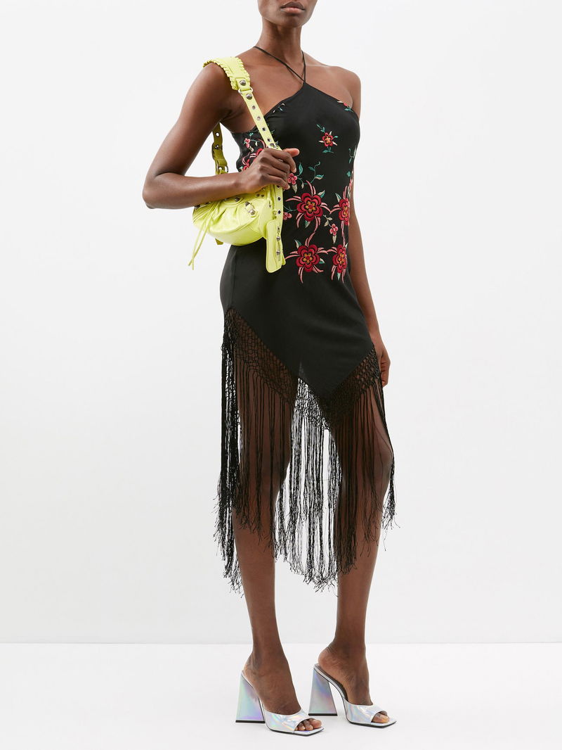 CONNER IVES Halterneck Upcycled Piano Shawl Dress in Black | Endource