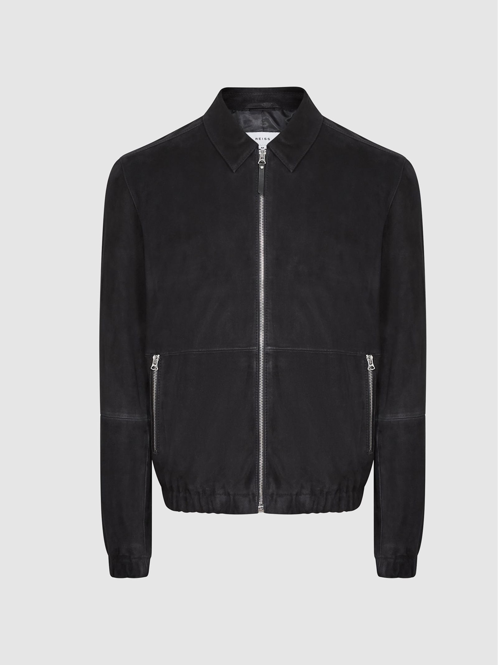 REISS Mercury Suede Jacket in Navy | endource