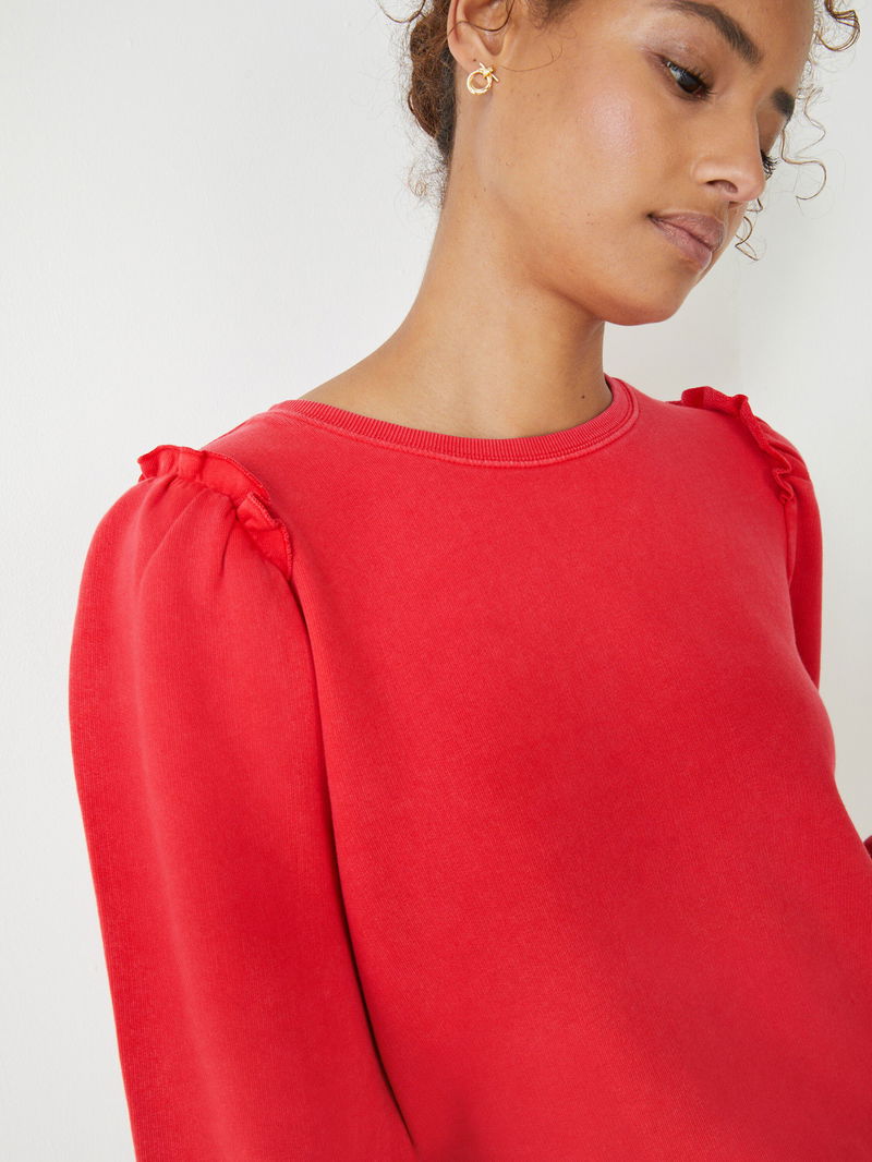Hush Emilia Ruffle Sweatshirt In Vibrant Red Endource