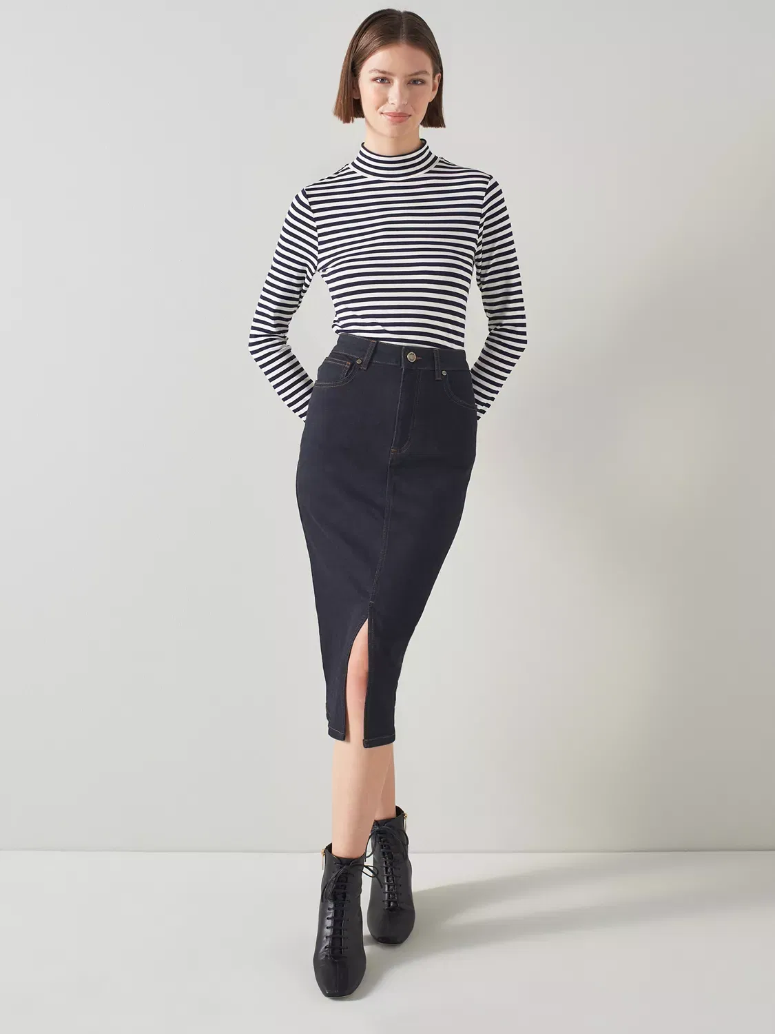 L.K. BENNETT Beth Denim Skirt in Indigo | endource