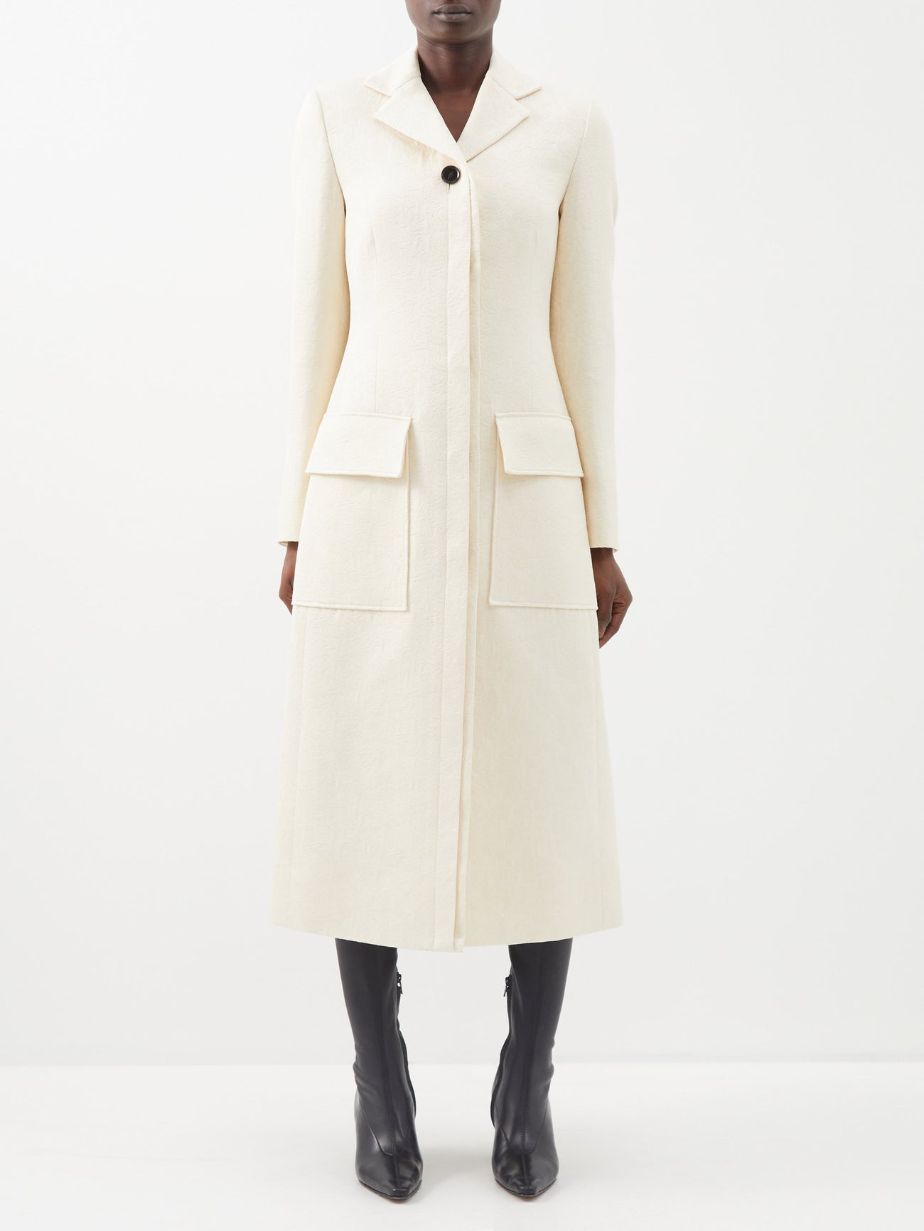 PROENZA SCHOULER Floral-Jacquard Coat in Ecru | endource