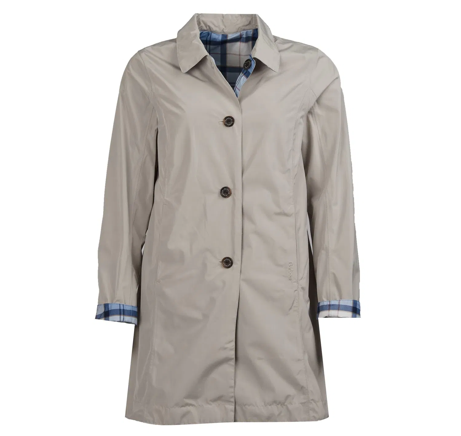 BARBOUR Babbity Waterproof Breathable Jacket in Mist/Fade Blue Tartan ...