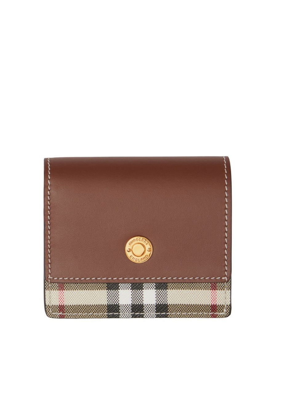 BURBERRY Vintage Check And Leather Small Folding Wallet | Endource