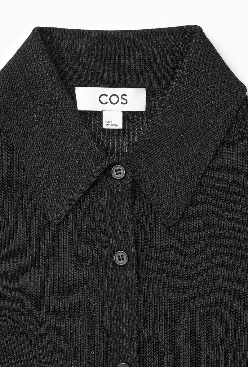 COS Sparkly Ribbed-Knit Shirt in BLACK | endource