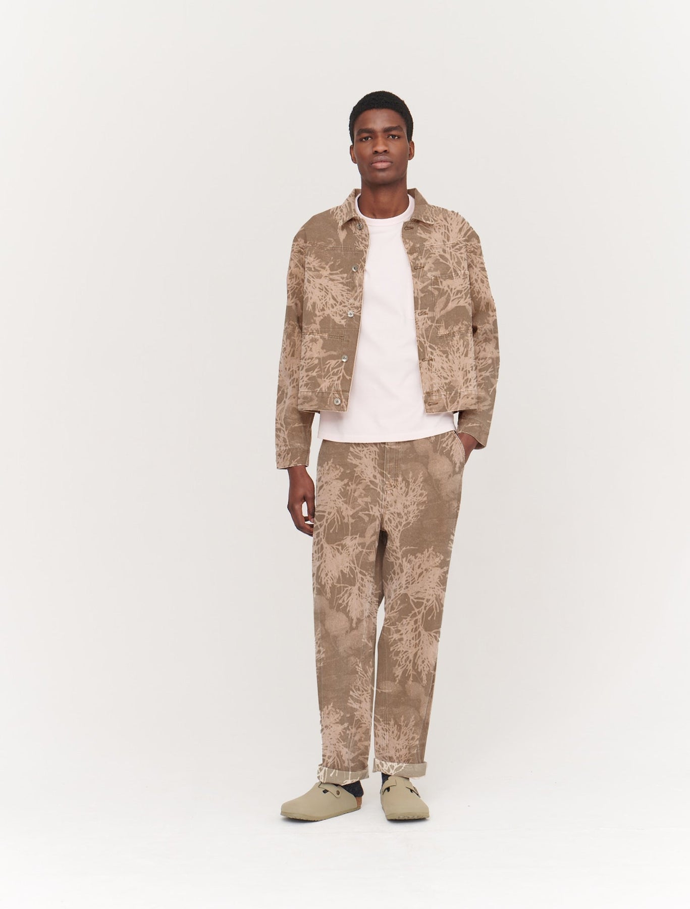 NINETY PERCENT Organic Cotton Denim Layered Cyanotype Print Boxy Jacket ...