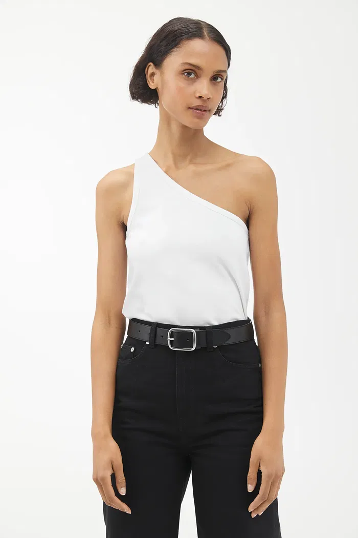 ARKET One-Shoulder Tank Top in White | endource