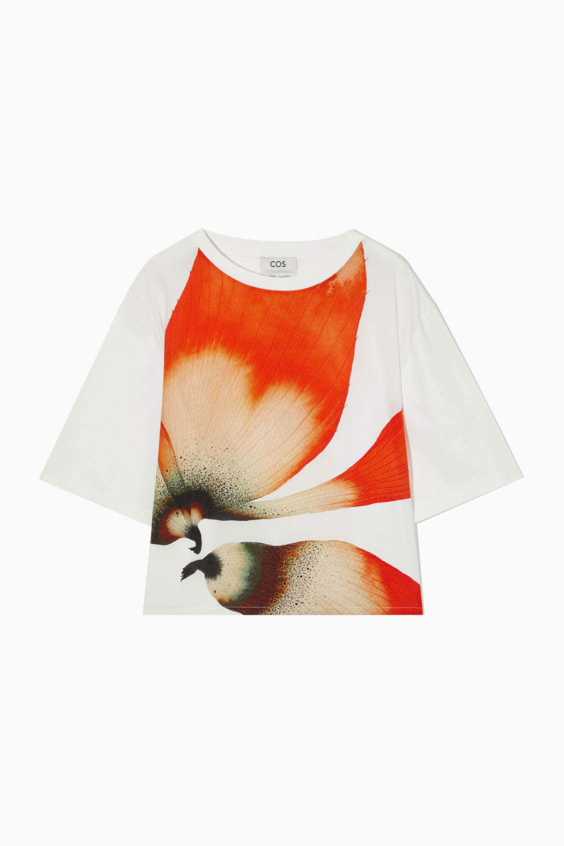 COS COS × Stephen Doherty - Floral-Print Silk-Panel T-Shirt | endource