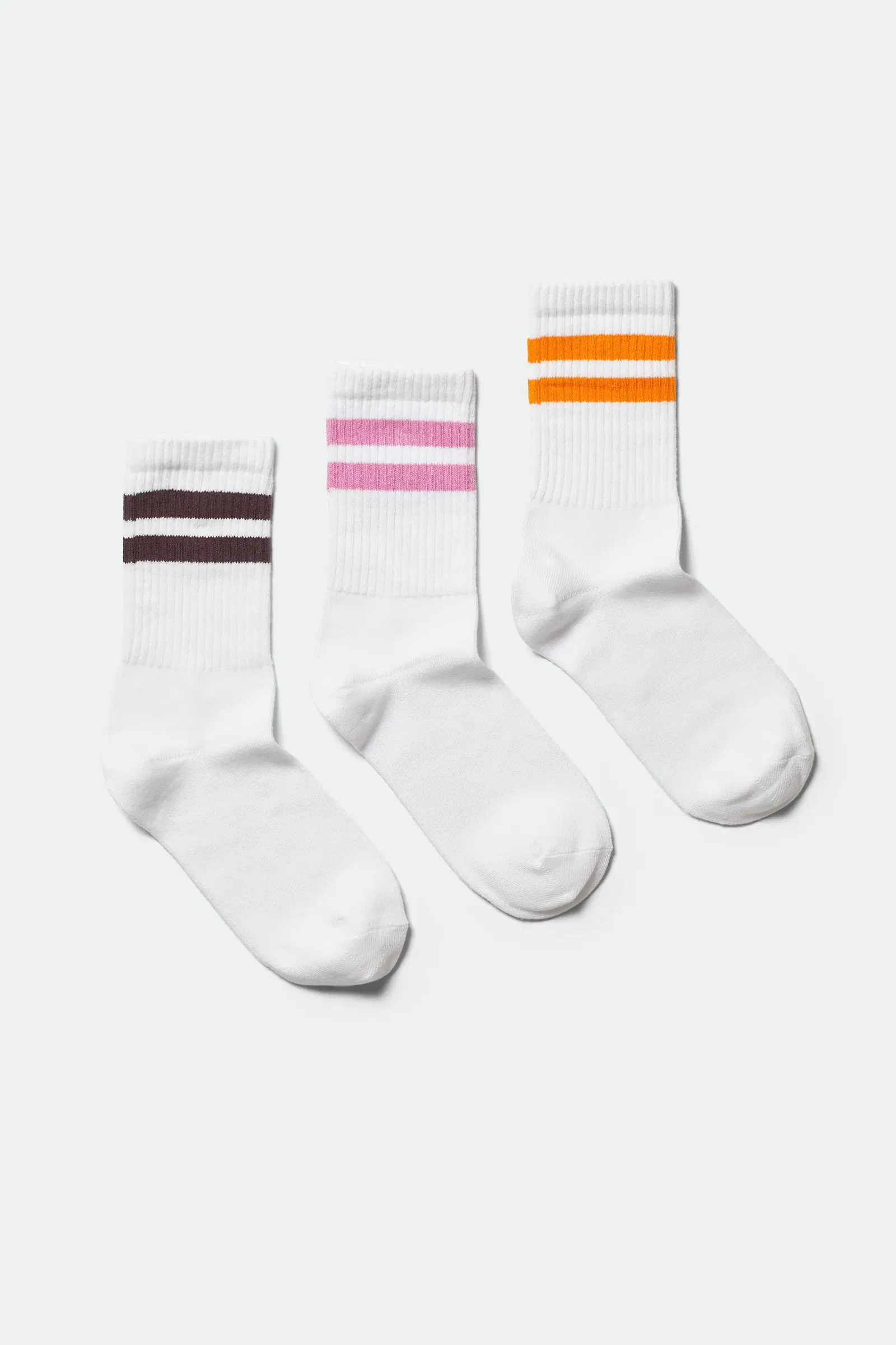 WEEKDAY Eleven Striped Socks 3-Pack in White w multi stripe | endource