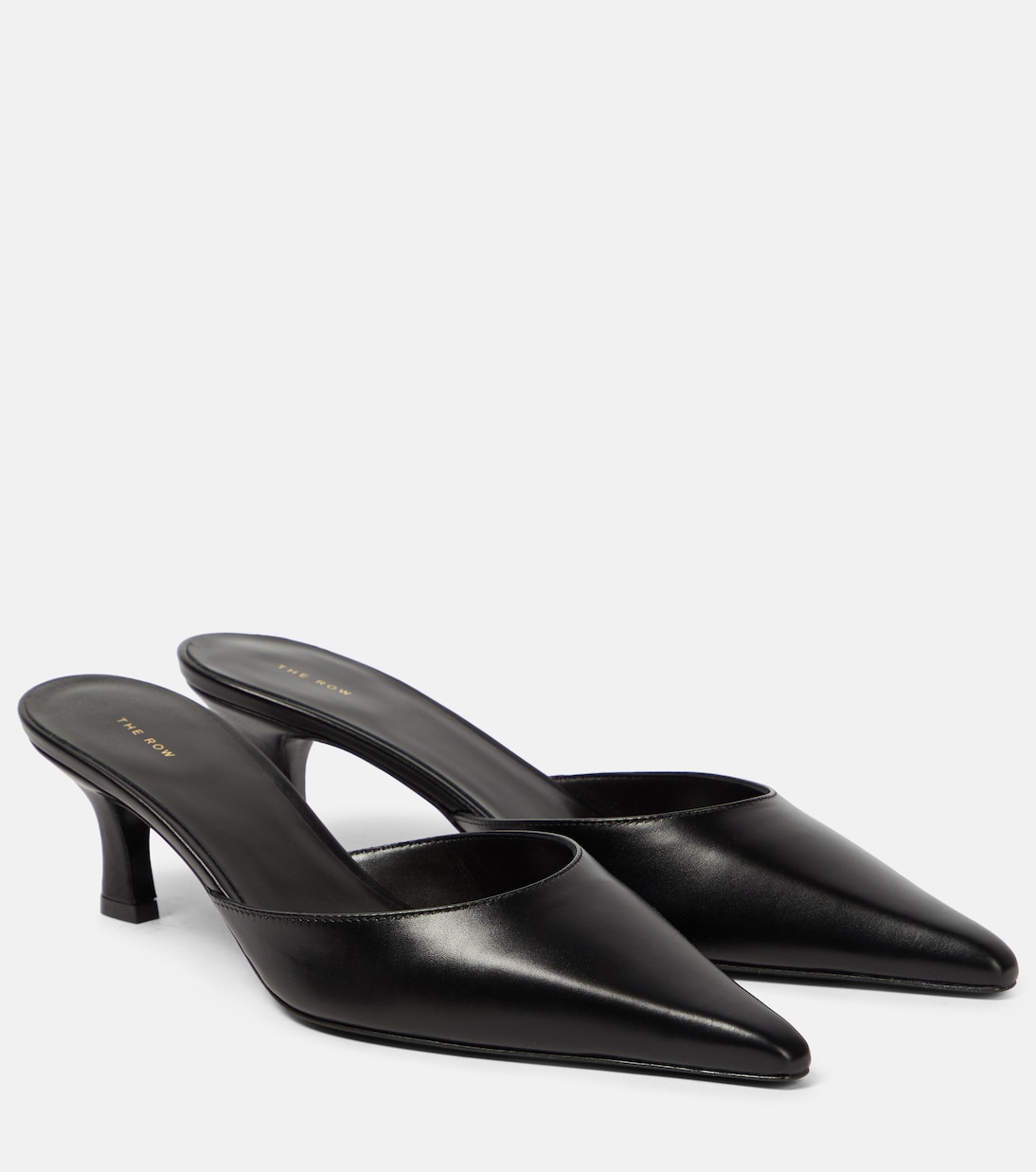 THE ROW Cybil Leather Mules in Black | Endource