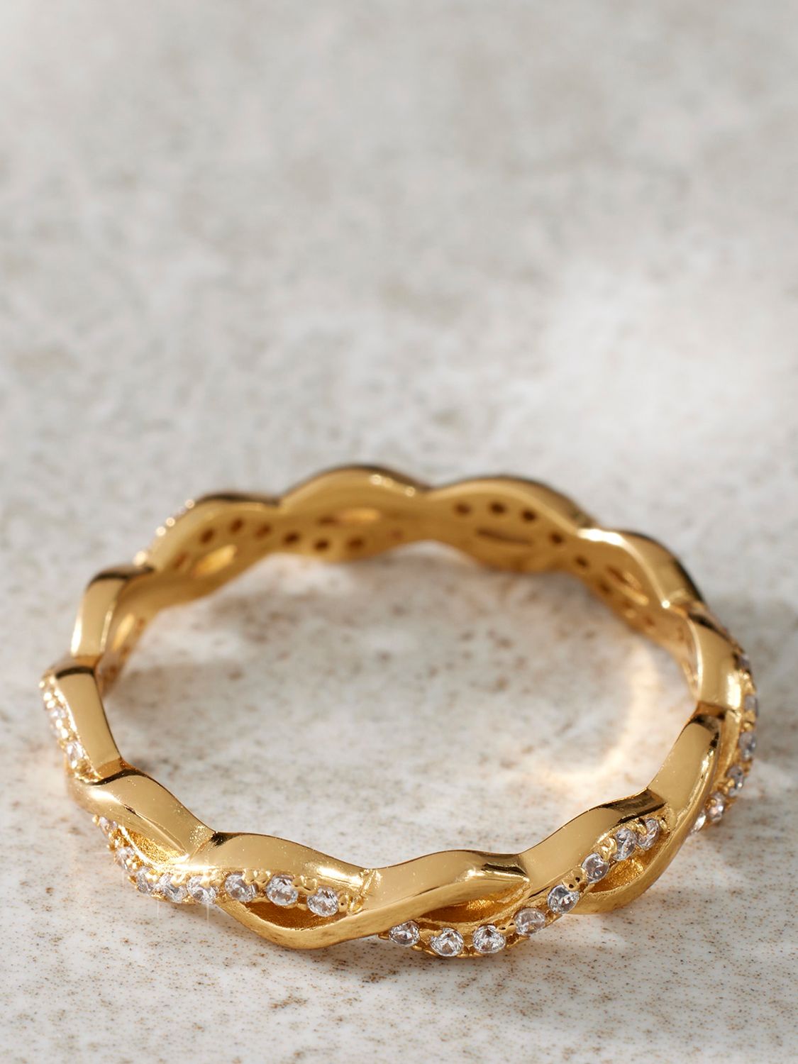 MINT VELVET Cubic Zirconia Twist Pave Band Ring in Gold | endource