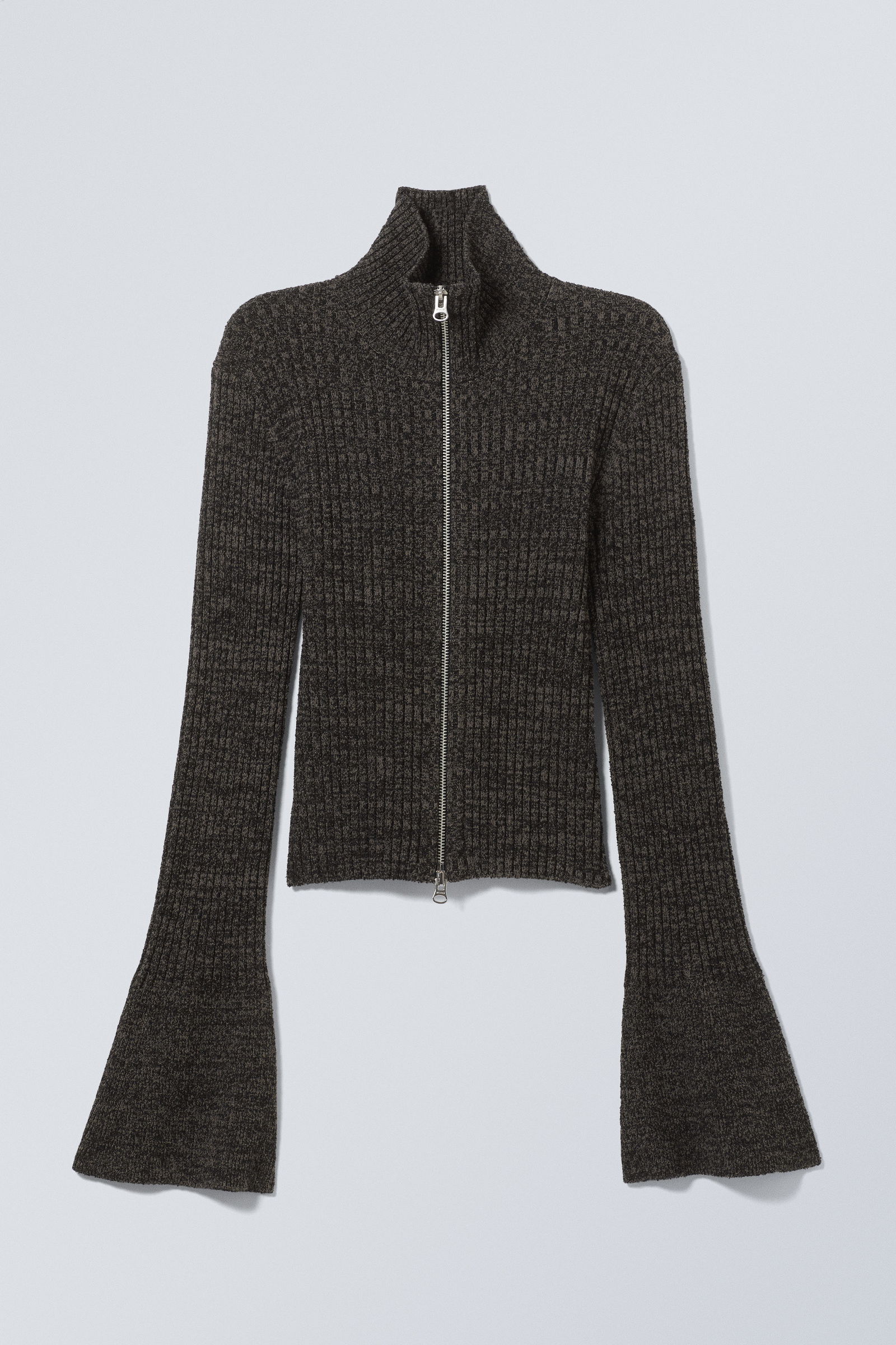 WEEKDAY Knitted Zip Cardigan in Black | endource