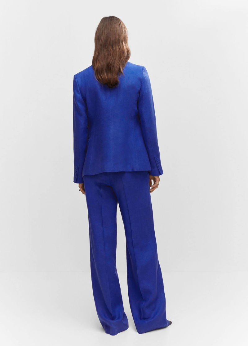 MANGO Linen Blazer Suit in Blue | endource