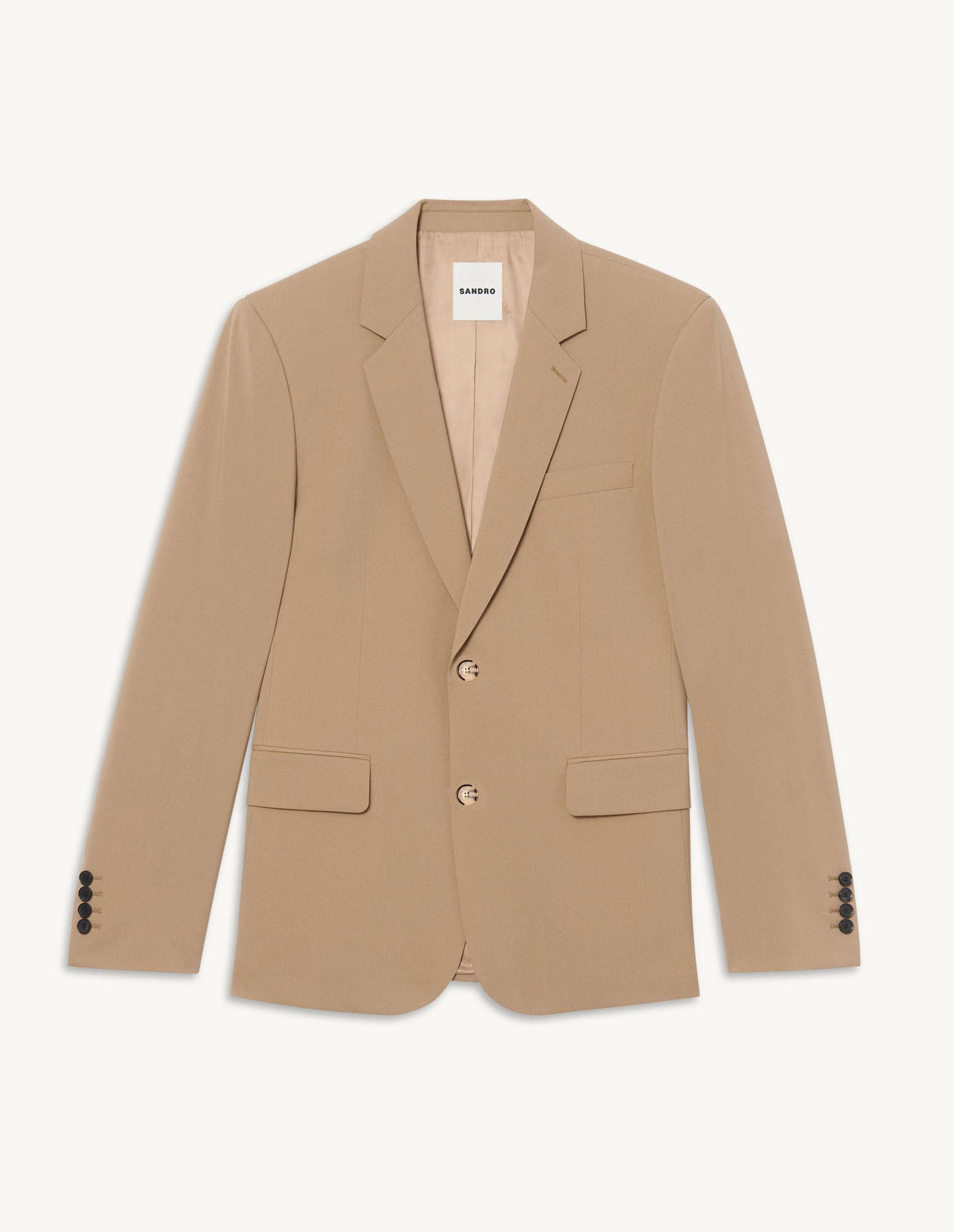 SANDRO Virgin Wool Suit Jacket in Beige | endource