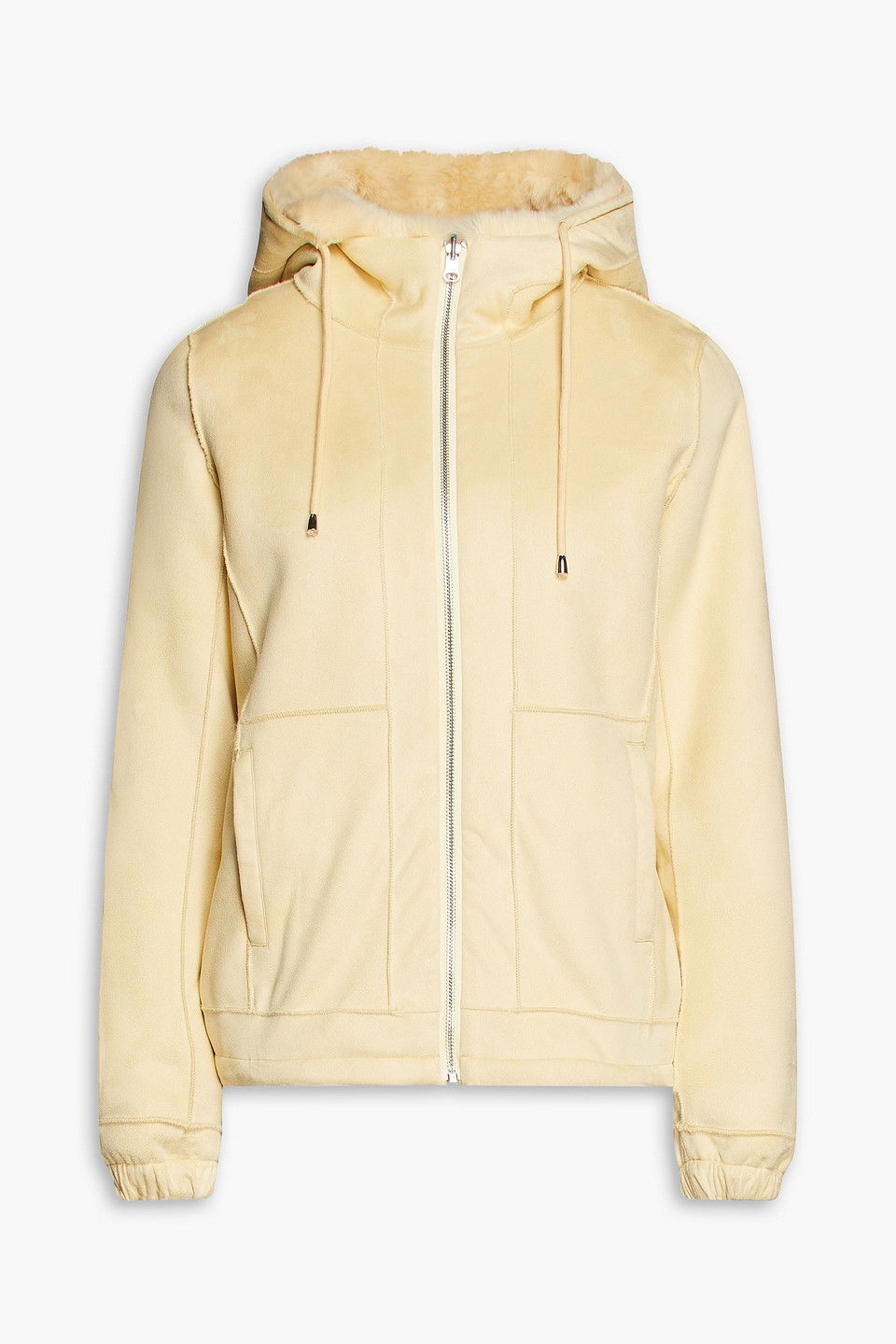MAJE Convertible Faux Suede Hooded Jacket in Yellow | endource
