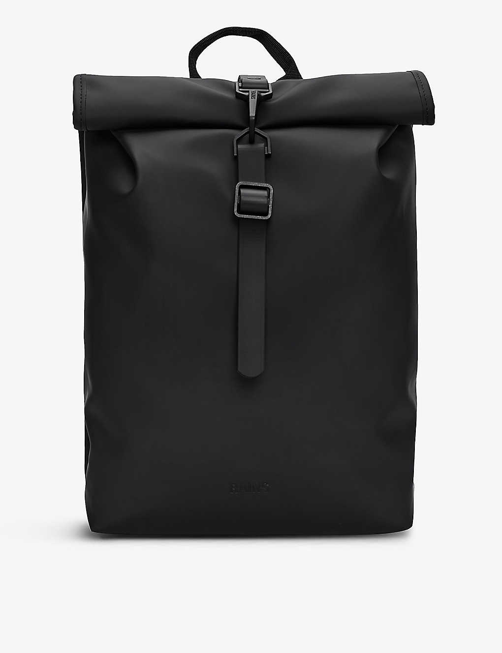 RAINS Roll-Top Mini Waterproof Shell Backpack in 01 BLACK | endource
