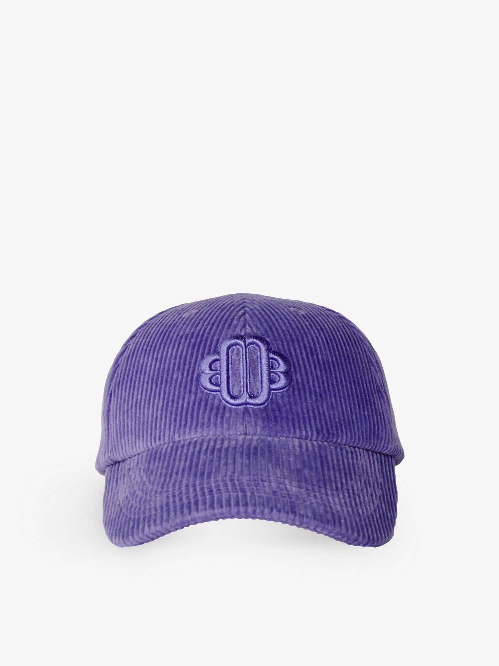 MAJE Logo-Embroidered Cotton-Velvet Cap in Violets | endource