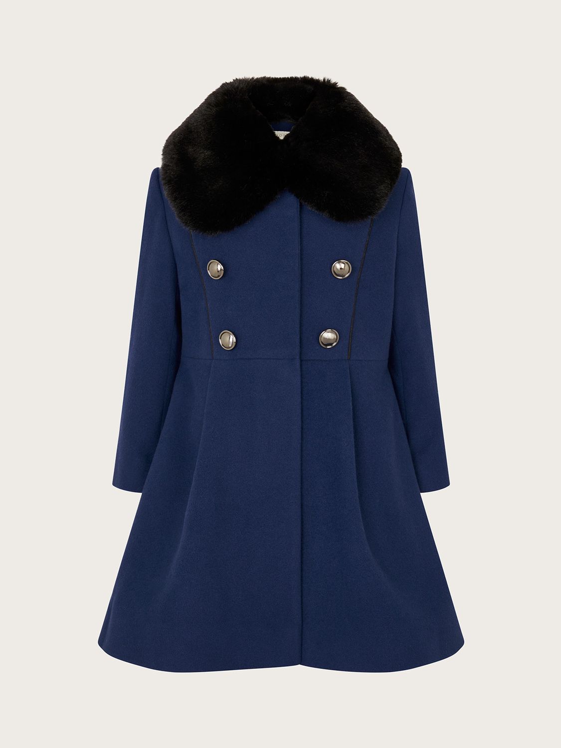 Monsoon Flared Military Style Coat in Blue | endource