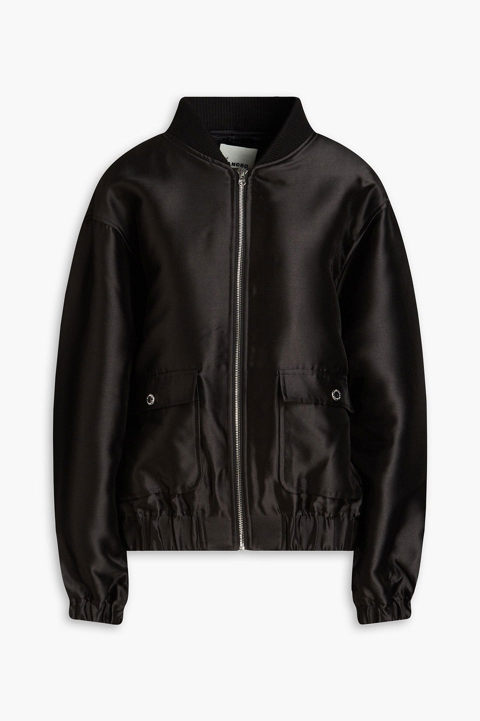 SANDRO Satin-Twill Bomber Jacket in Black | endource