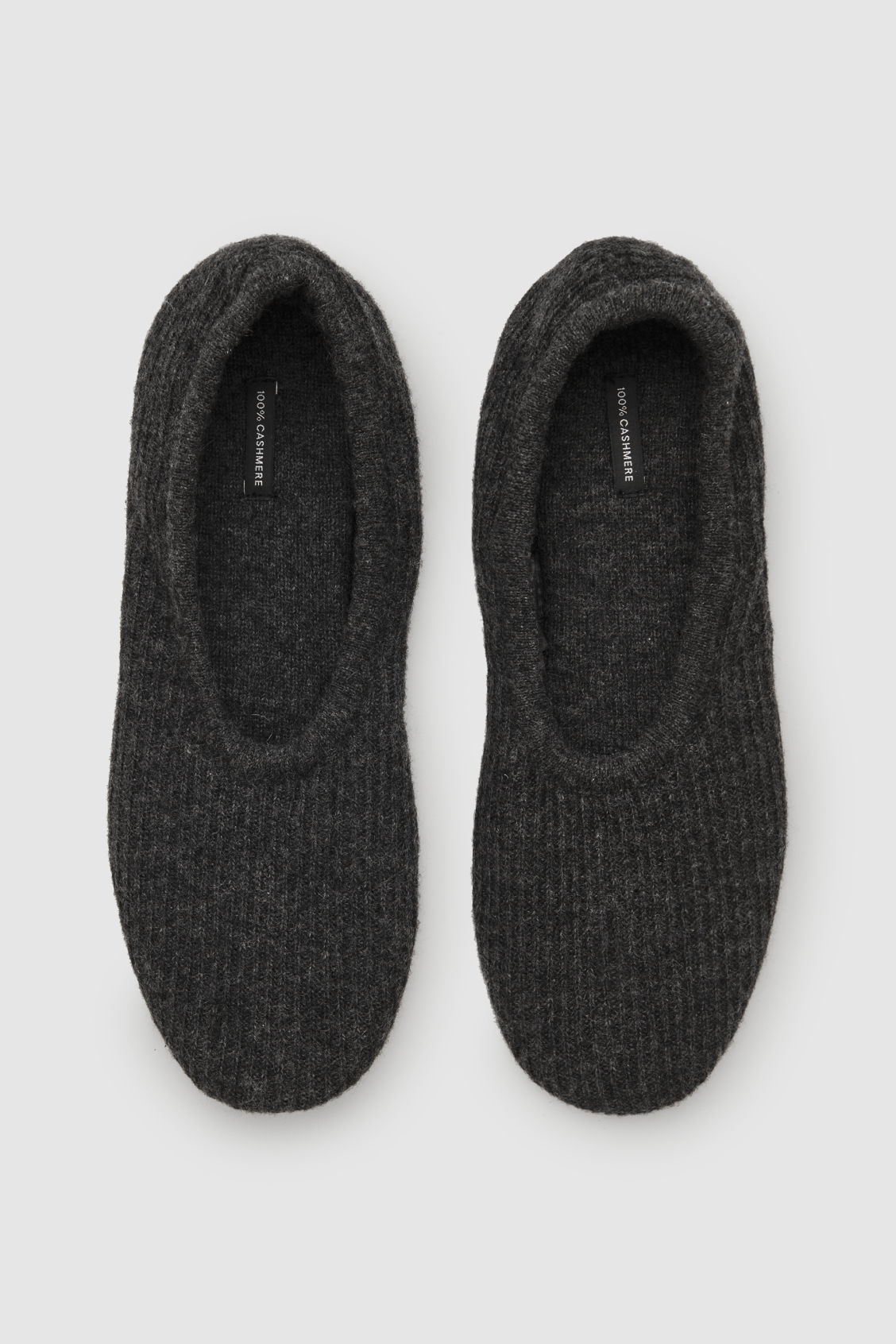 COS Ribbed Cashmere Slippers in DARK GREY | endource