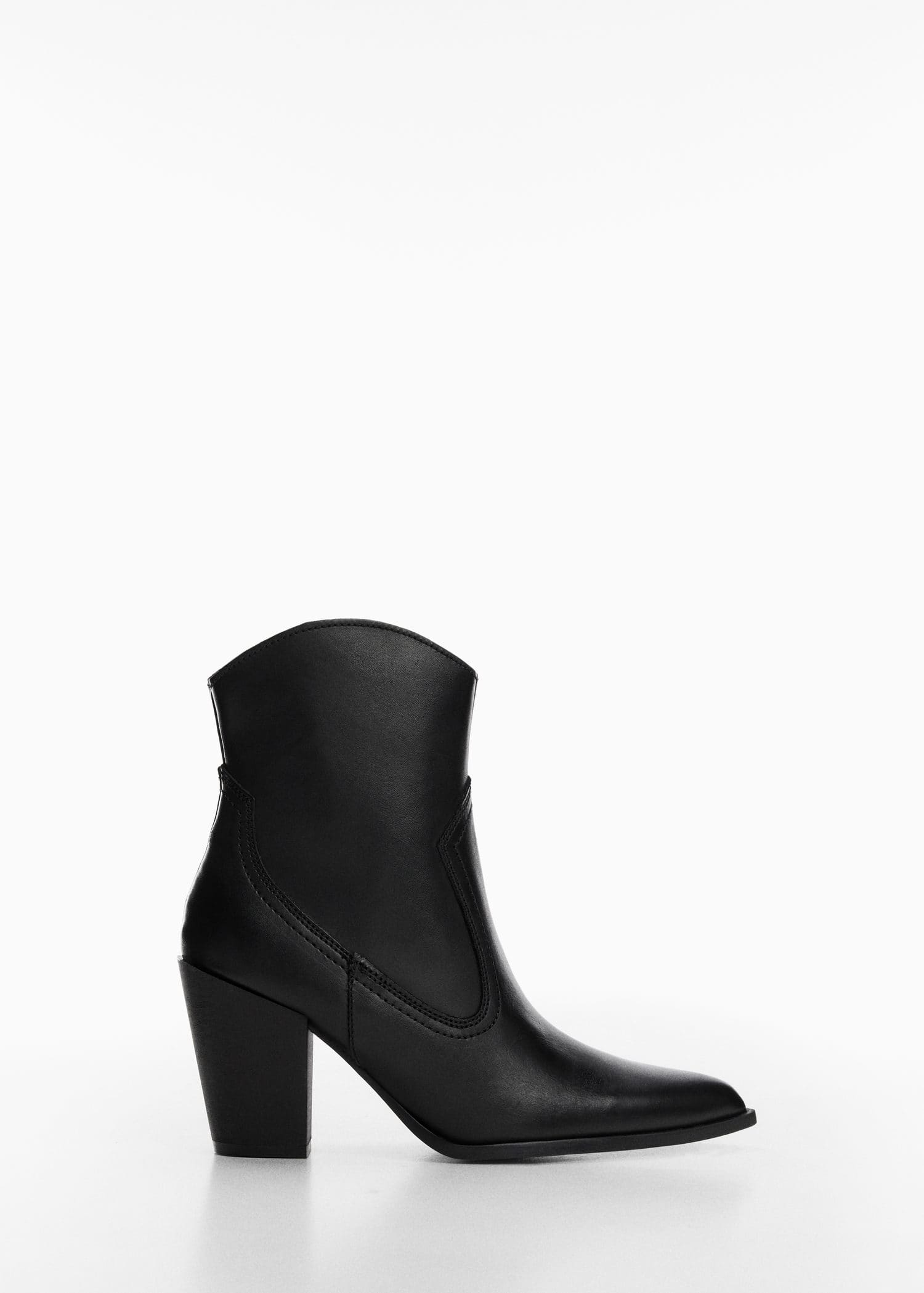 MANGO Cowboy Style Leather Ankle Boots | endource