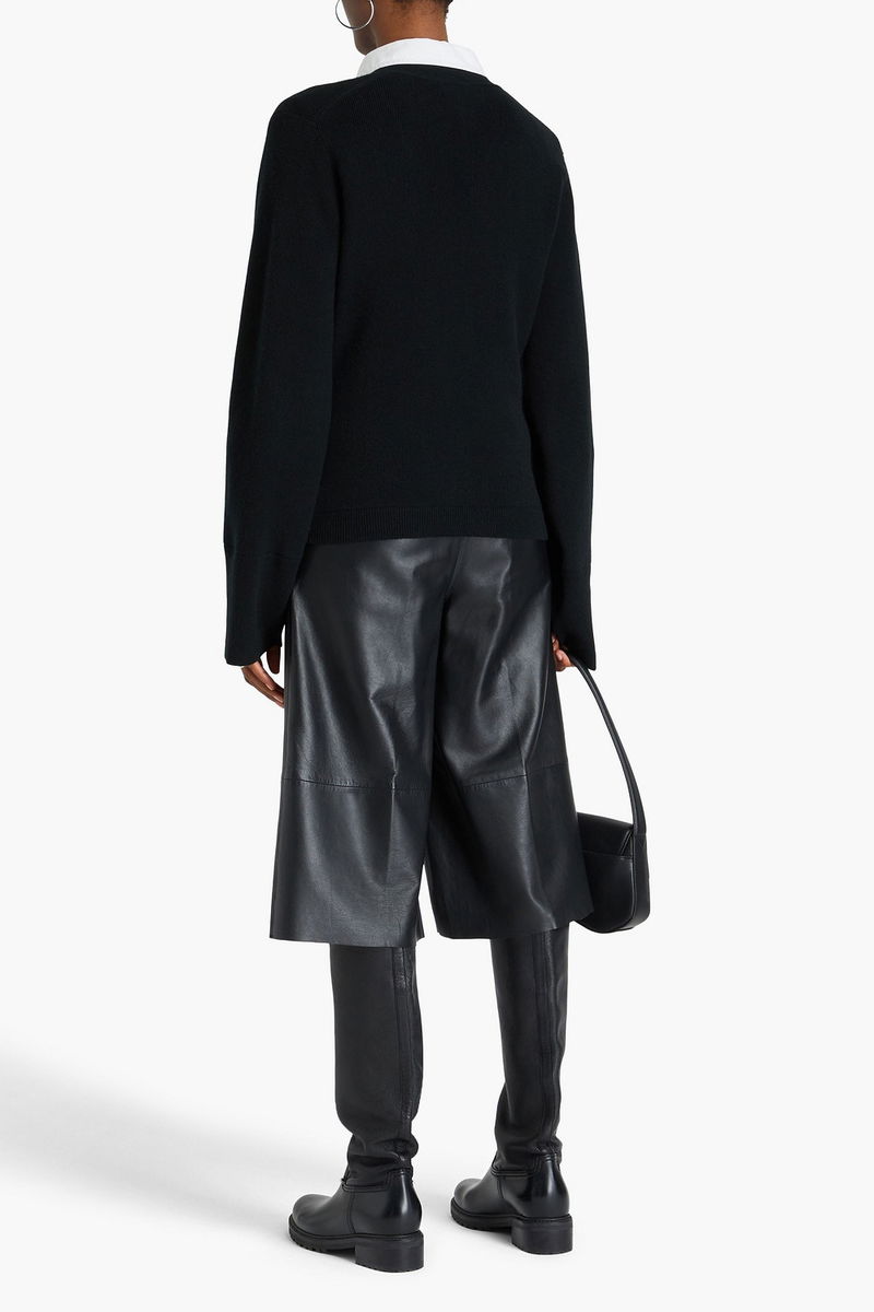 ARCH4 Hyacinth Ribbed Cashmere Cardigan in Black | endource