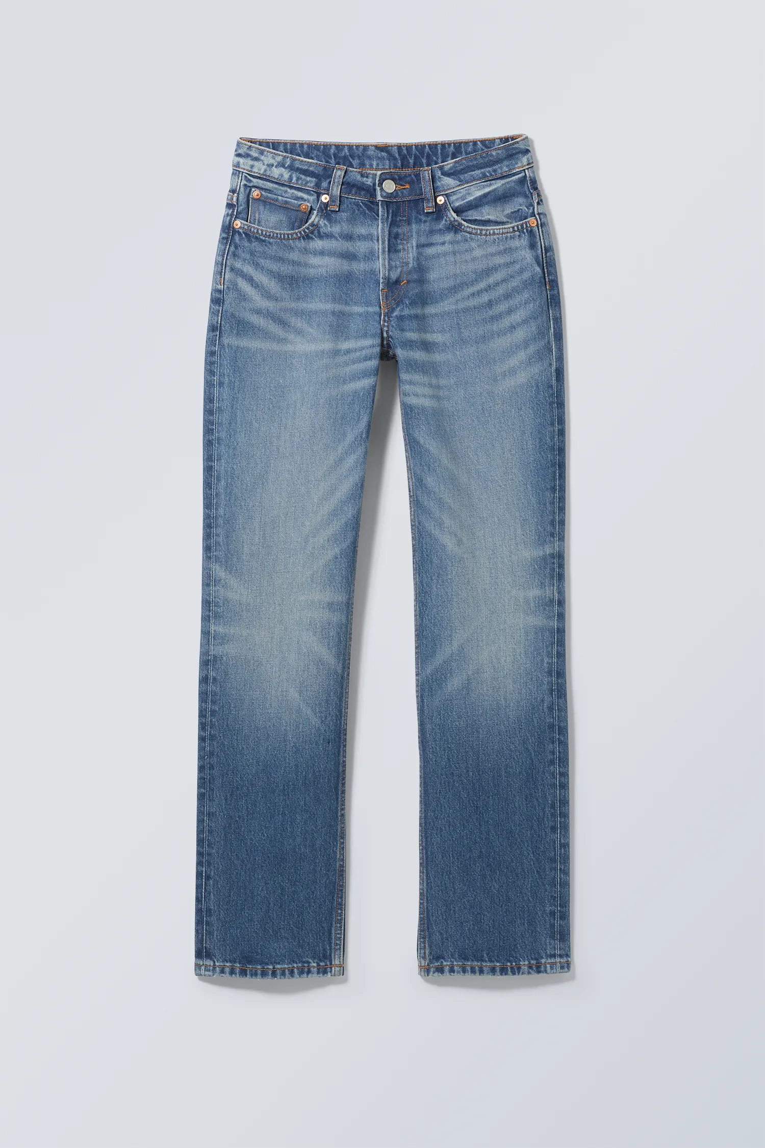 WEEKDAY Pin Mid Straight Jeans in Wave Blue | endource