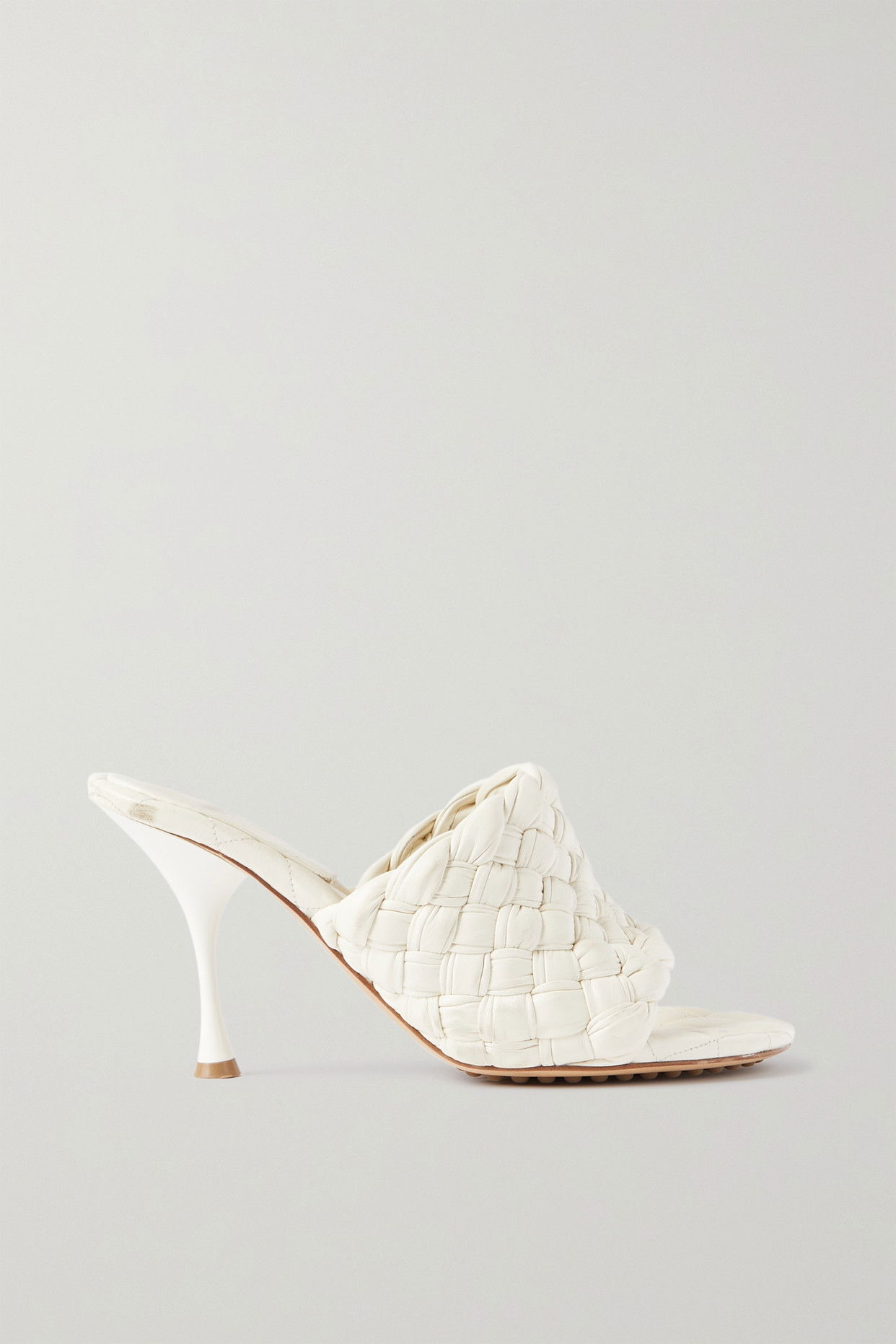 BOTTEGA VENETA Intrecciato Leather Mules in White | endource