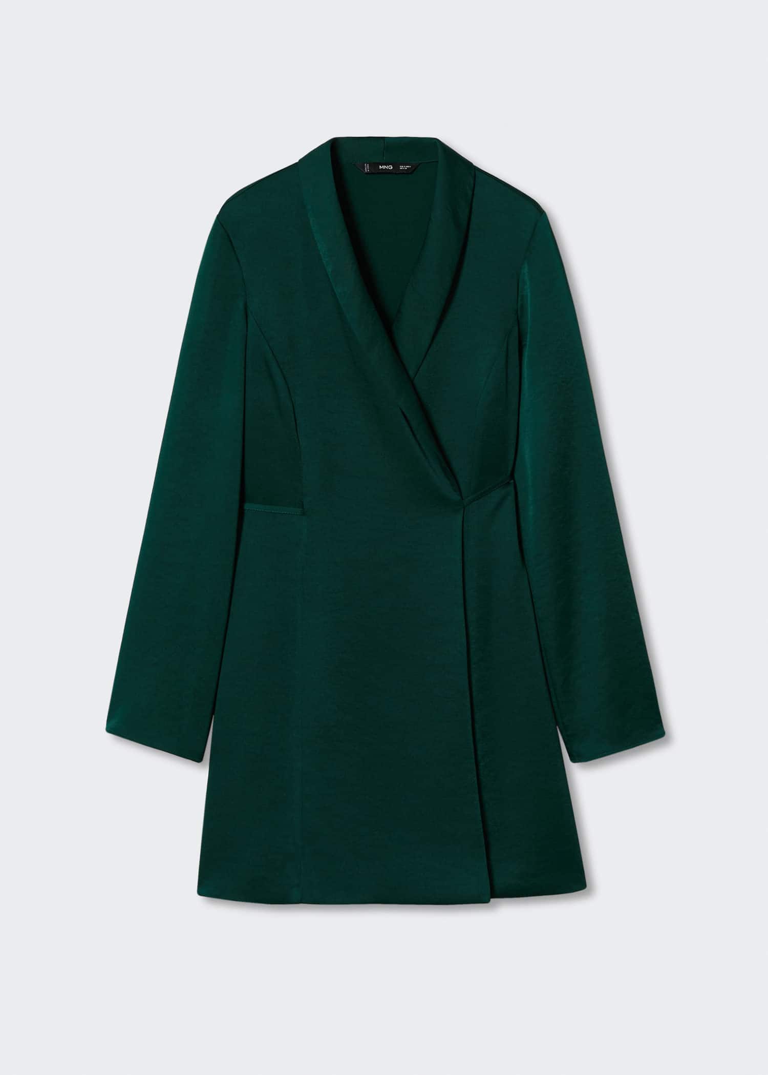 MANGO Wrapped Satin Dress in Dark Green | endource