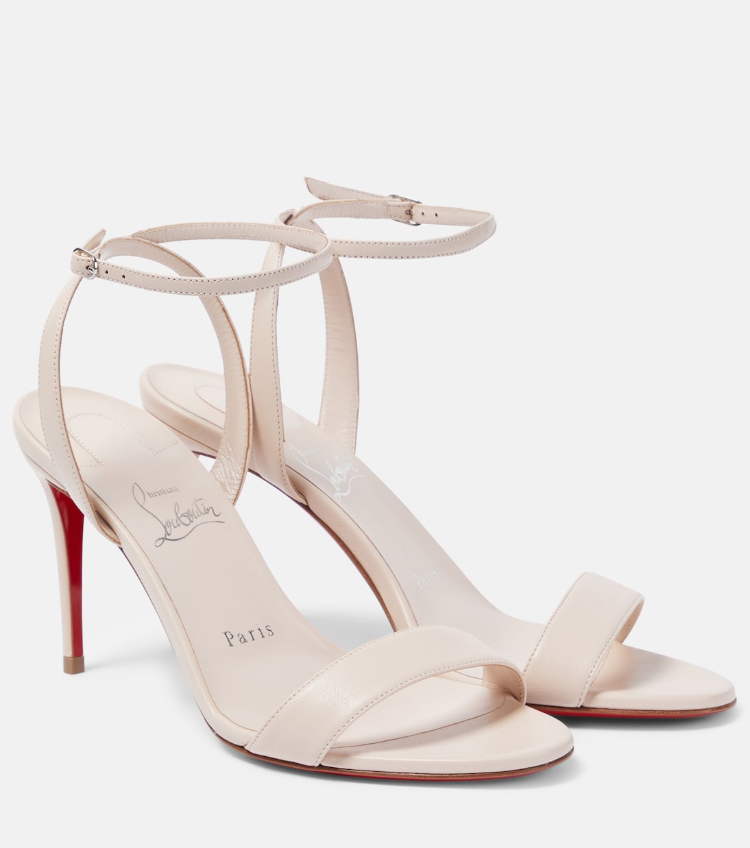 CHRISTIAN LOUBOUTIN Loubigirl 85 Leather Sandals in Neutrals | endource
