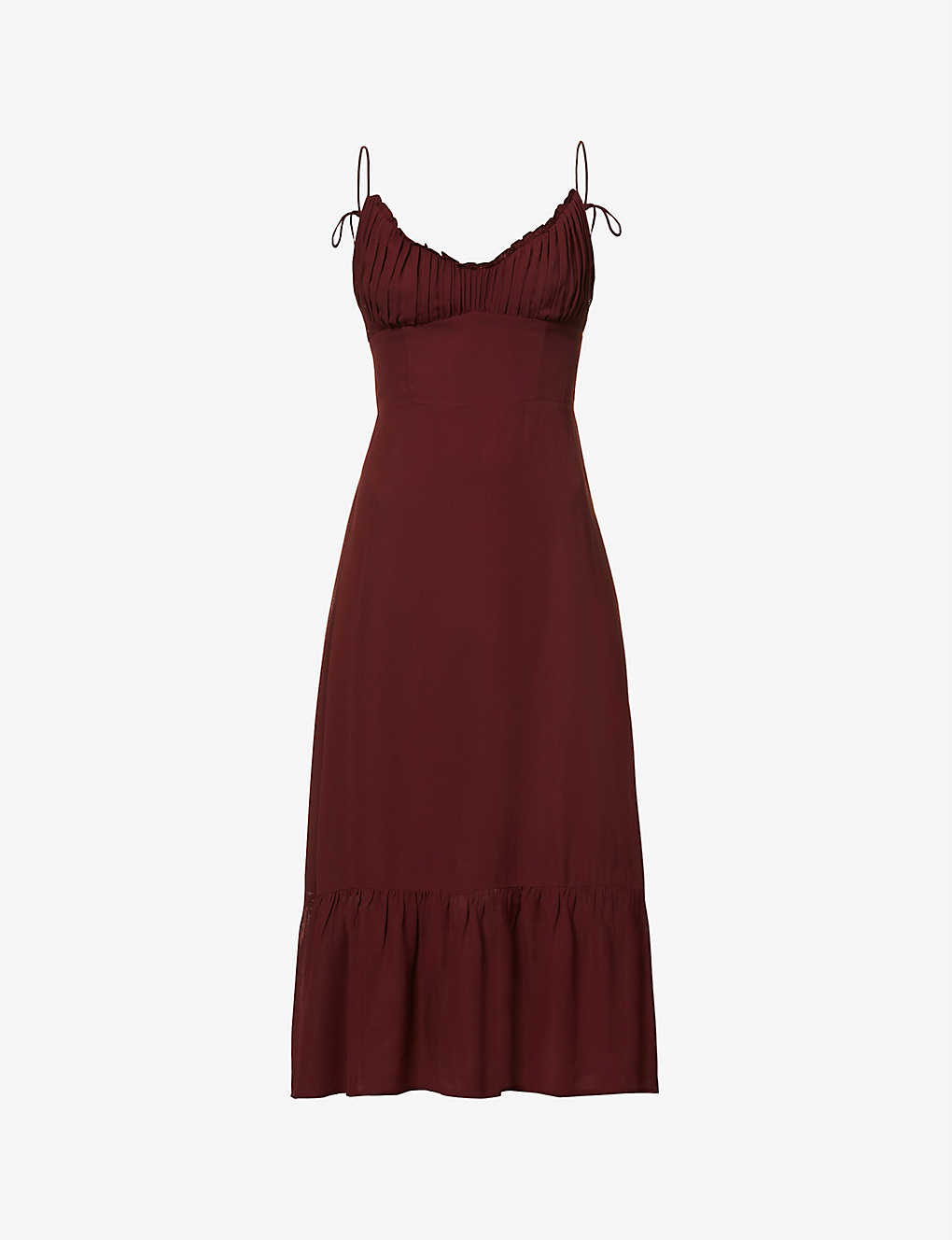 REFORMATION Embry V-Neck Crepe Midi Dress | endource
