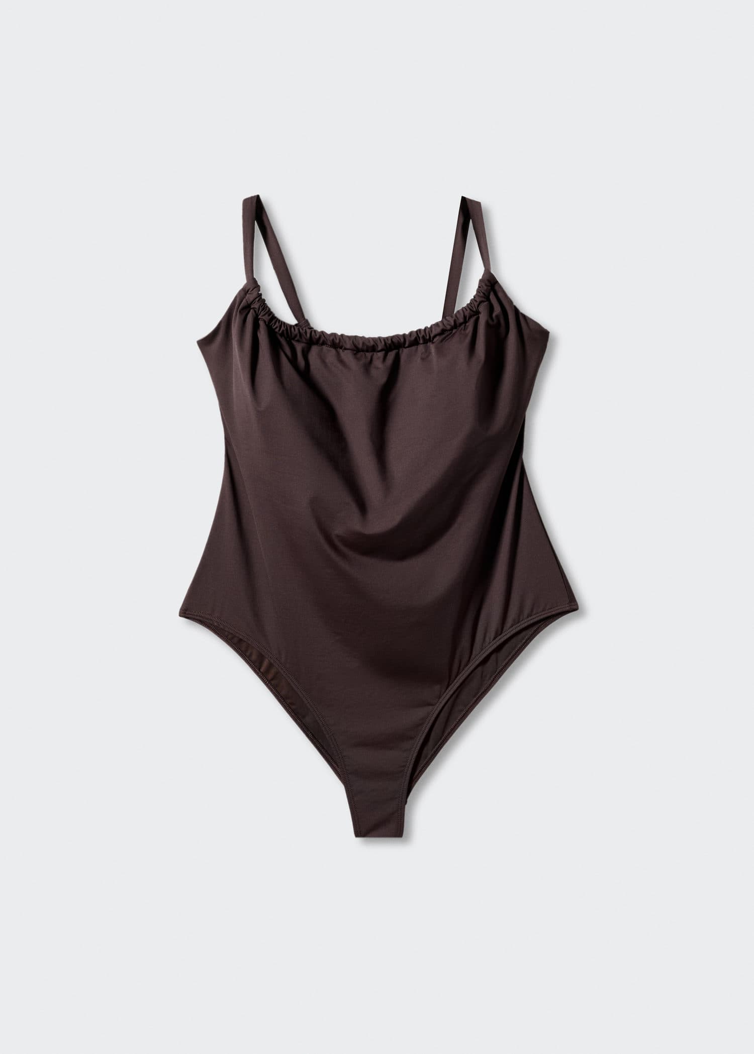 MANGO Swimsuit With Gathered Detail in Chocolate | endource