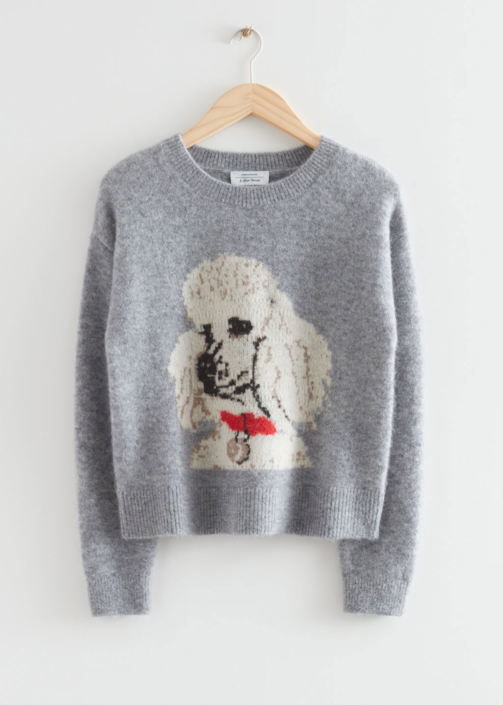 & OTHER STORIES Boxy Poodle Jacquard Sweater in Grey | endource