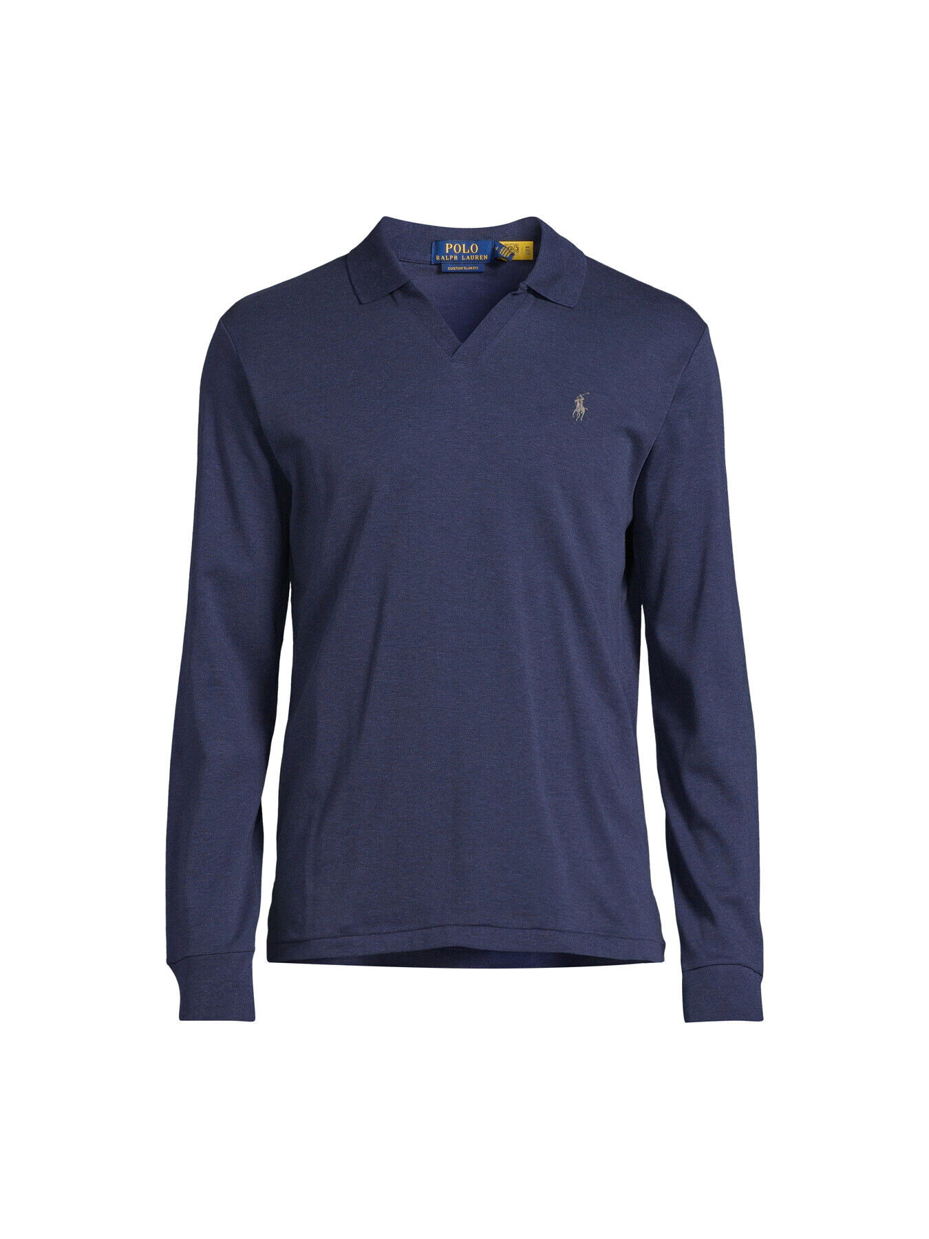 POLO RALPH LAUREN Open Neck Polo Top in Spring Navy Heather | Endource