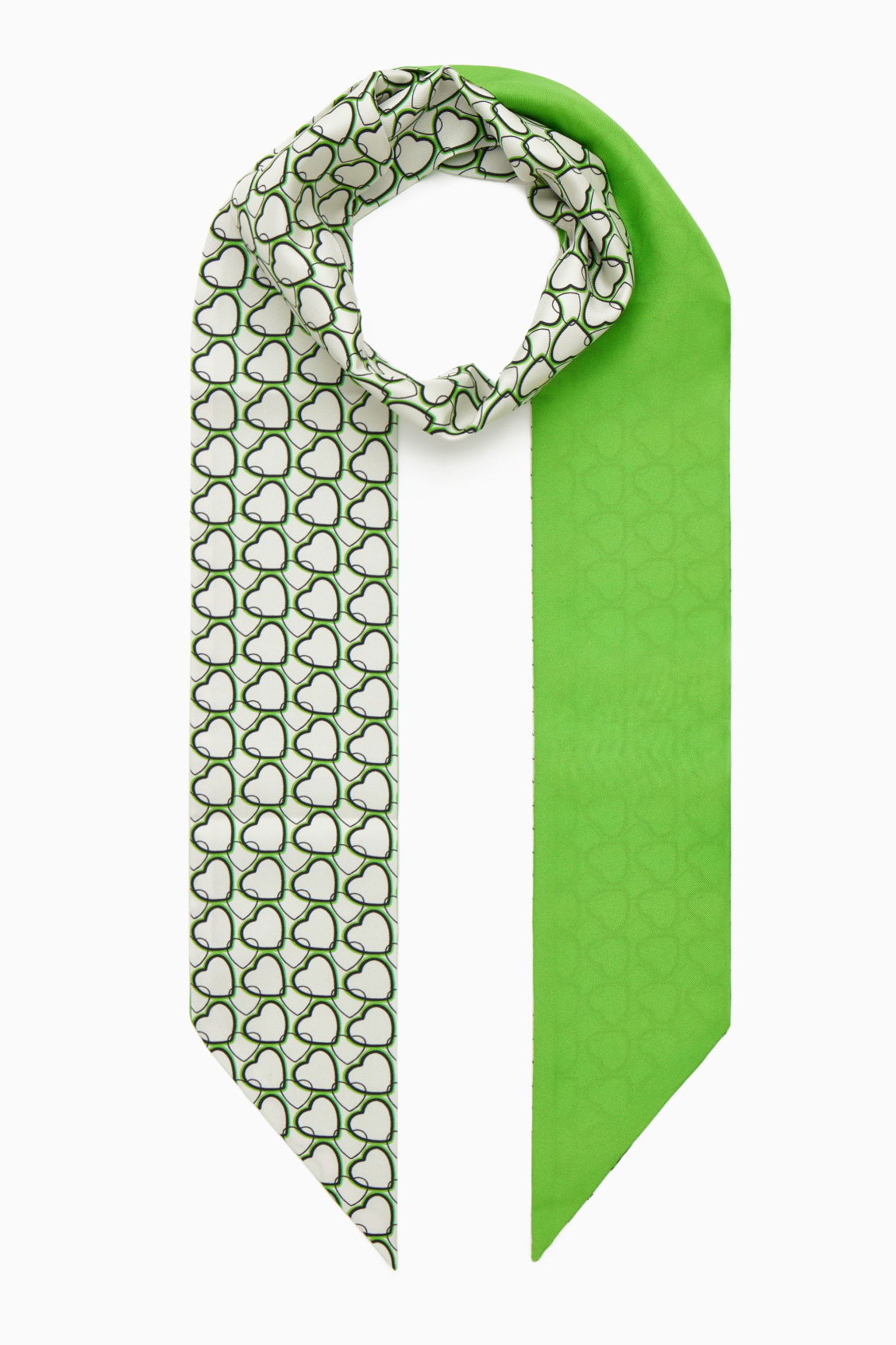 COS Printed Pure Silk Scarf in BRIGHT GREEN / PRINTED | endource