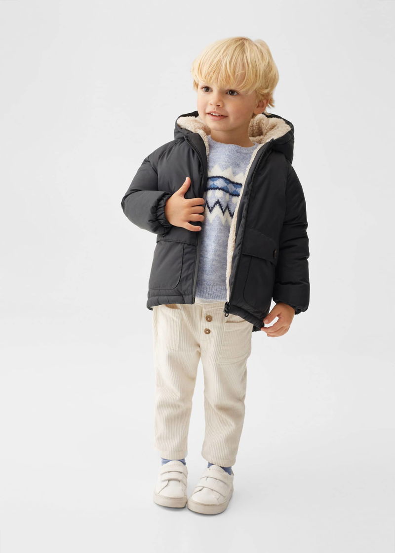MANGO Padded Anorak With Shearling Lining | endource