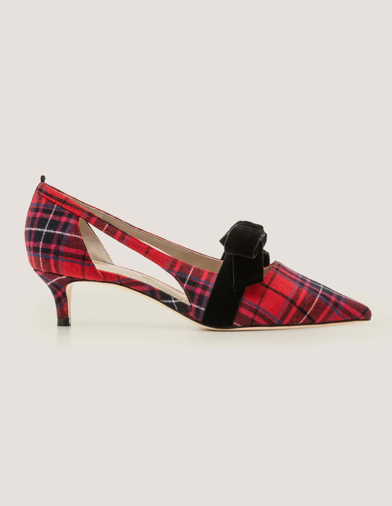 BODEN Robyn Kitten Heels in Poinsettia & River Check | endource
