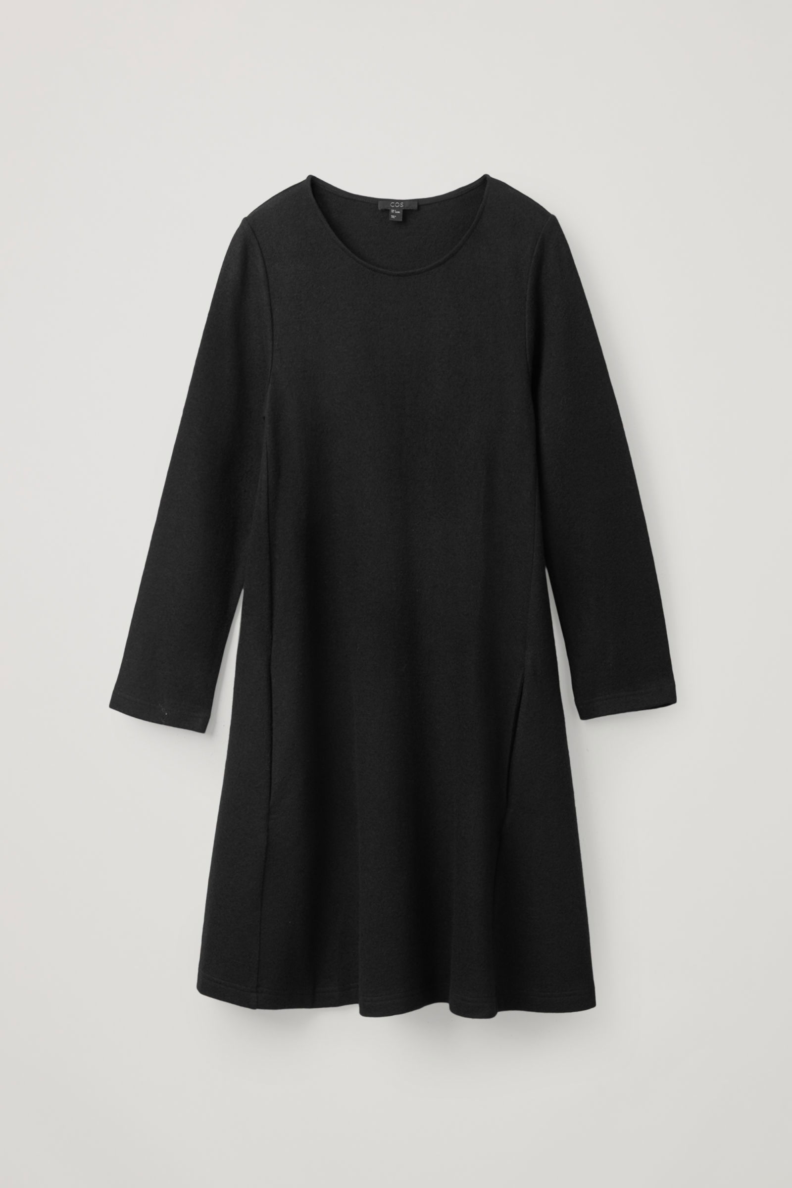 COS A-Line Wool-Cotton Dress in Black | endource