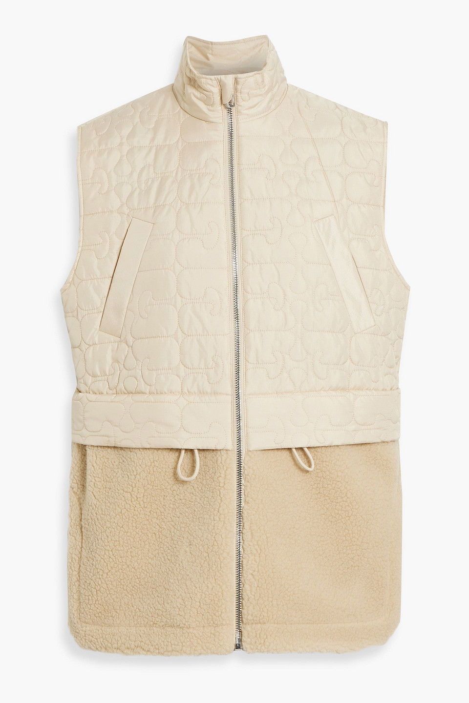 GANNI Quilted Ripstop And Fleece Vest in Neutral | endource