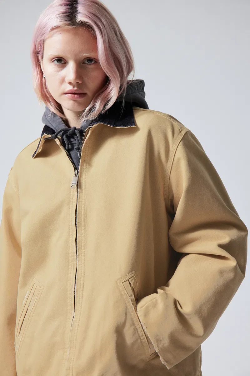 WEEKDAY Belle Washed Canvas Jacket in Dusty Beige | endource