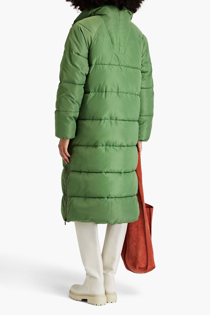 GANNI Quilted Shell Coat in Green | endource