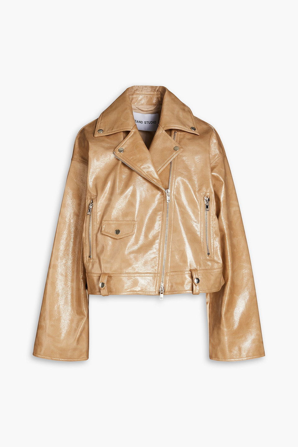 STAND STUDIO Imani Faux Leather Biker Jacket in Neutral | endource
