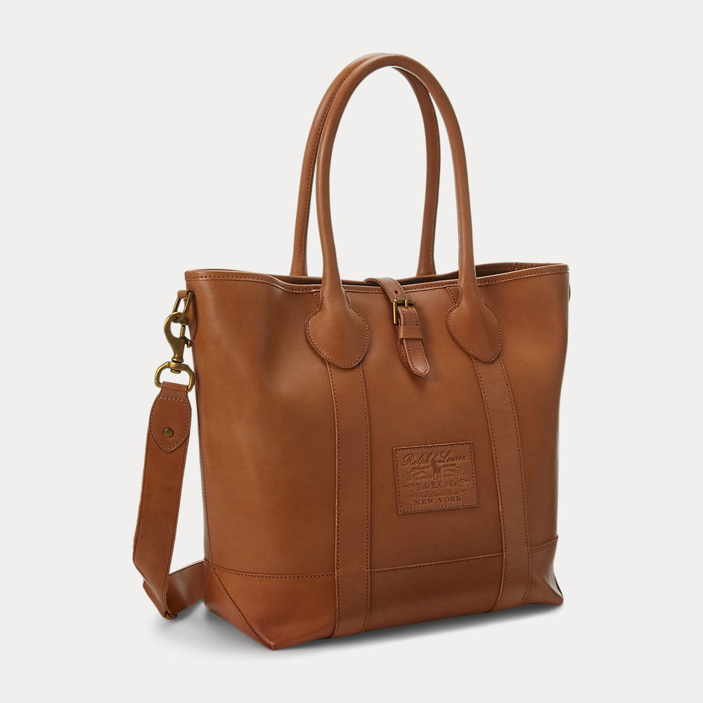 POLO RALPH LAUREN Heritage Tumbled Leather Tote in Tan | Endource