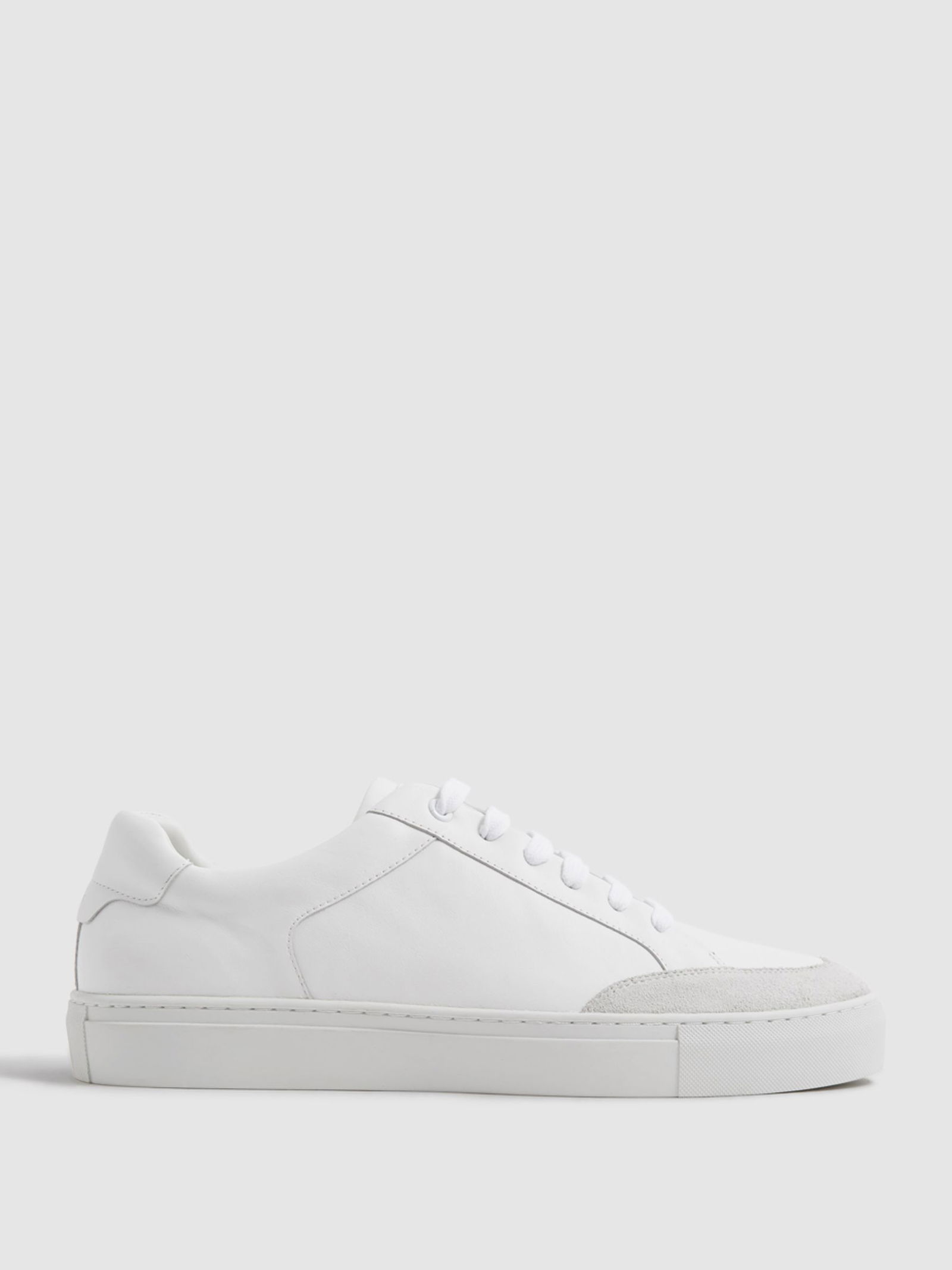 REISS Ashley Leather Trainers in White | Endource